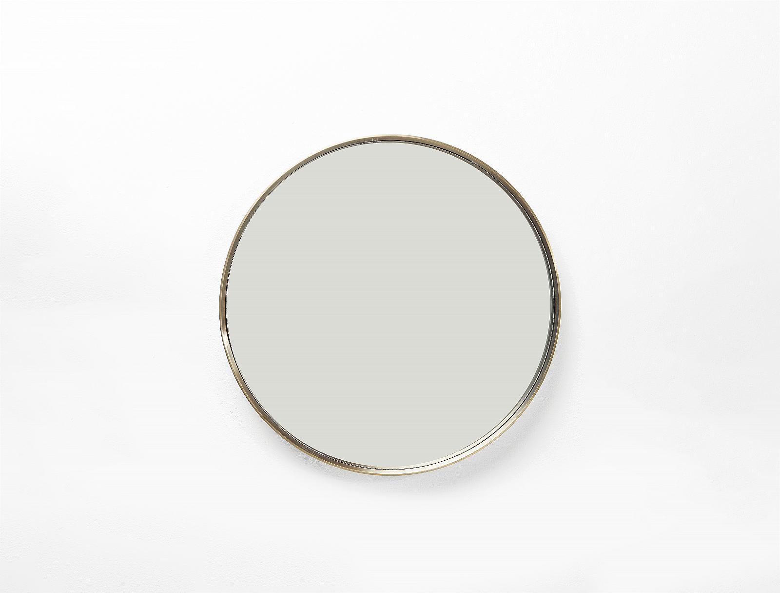 Vale Furnishers Brass Curve Round Mirror